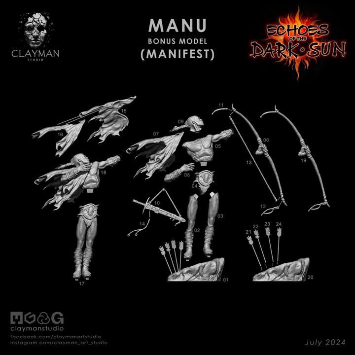 3D Printable Manu - 32mm - 75mm - 1/10 by Clayman Studio