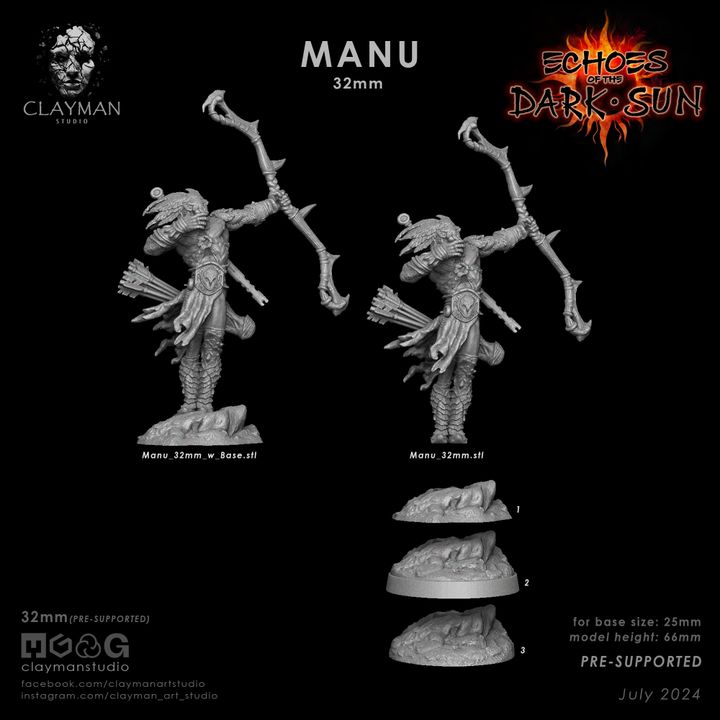 3D Printable Manu - 32mm - 75mm - 1/10 by Clayman Studio