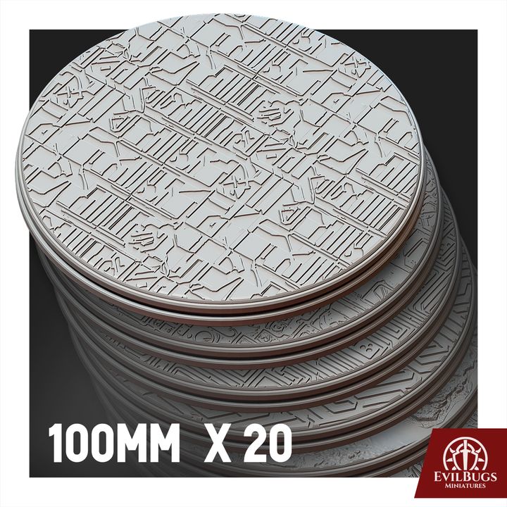 3D Printable EvilBugs 100mm Bases Pack by EvilBugs