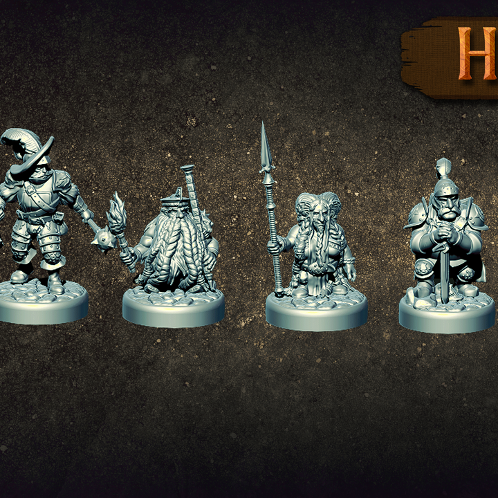 3D Printable Torch & Shield Hirlings by Grimskald