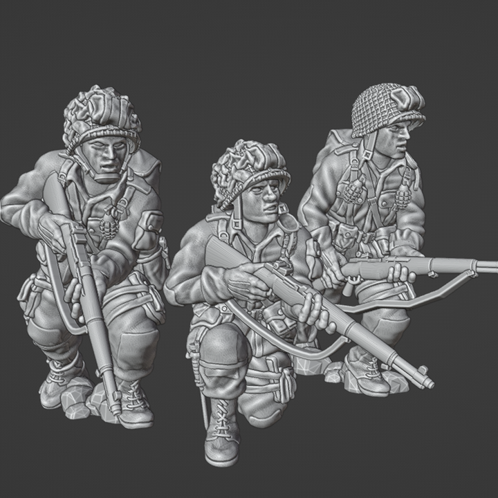 3D Printable 28mm US paratroopers Rifle Team 1 by Colonel Muller