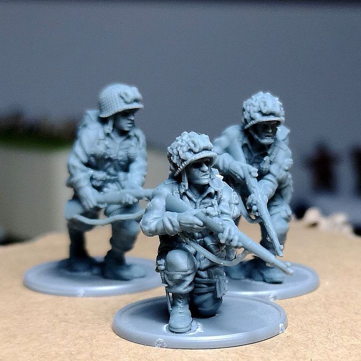 3D Printable 28mm US paratroopers Rifle Team 1 by Colonel Muller