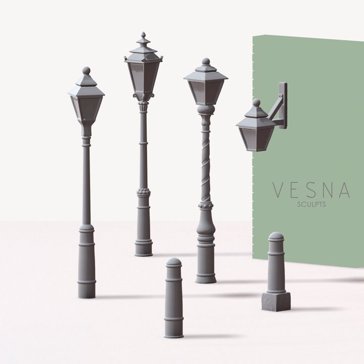 3D Printable VICTORIAN CITY - STREET LAMPS by VESNA SCULPTS