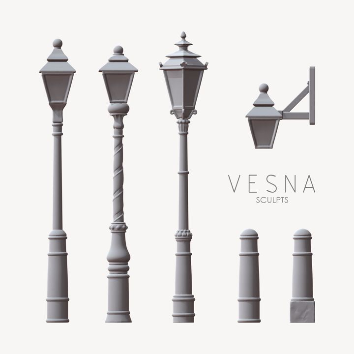 3D Printable VICTORIAN CITY - STREET LAMPS by VESNA SCULPTS