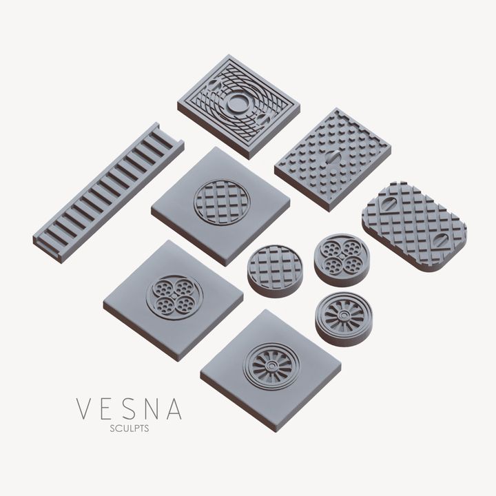 3D Printable VICTORIAN CITY - MANHOLES & COALHOLES by VESNA SCULPTS