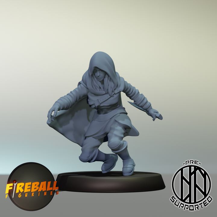 3D Printable Vesper, Female Human Rogue Assassin by Fireball Figurines