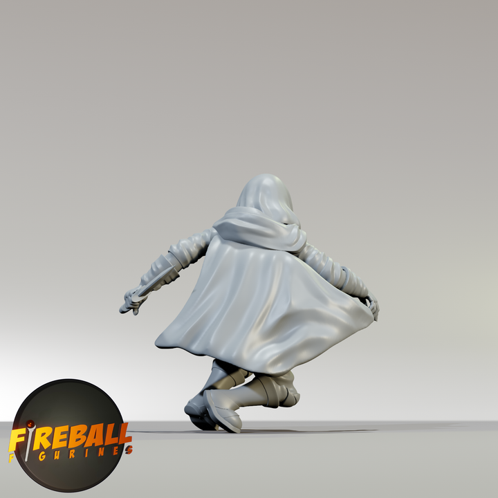 3D Printable Vesper, Female Human Rogue Assassin by Fireball Figurines
