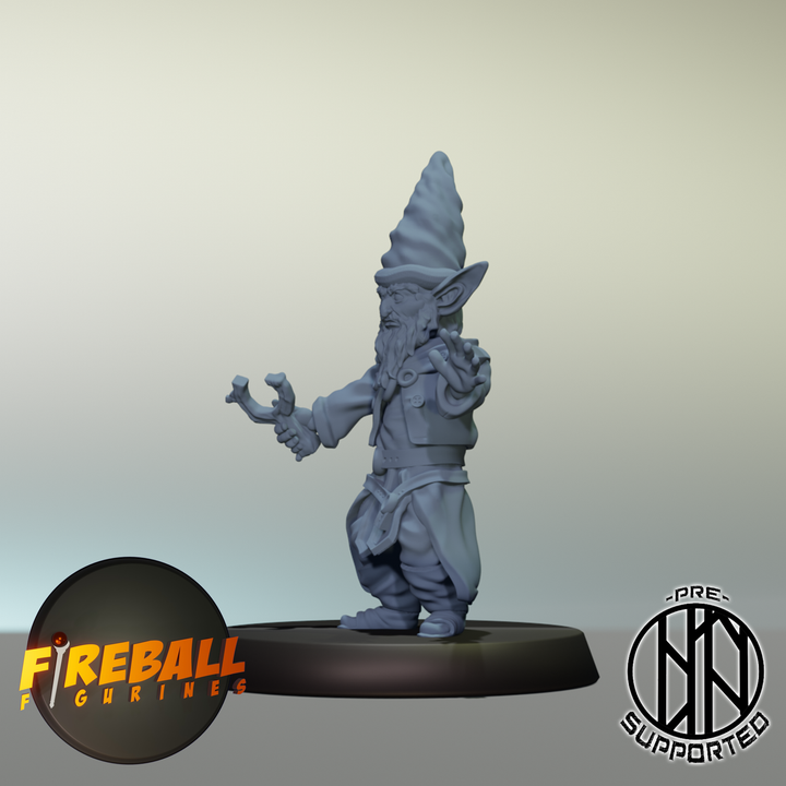 3D Printable Willow, Male Forest Gnome Wizard by Fireball Figurines