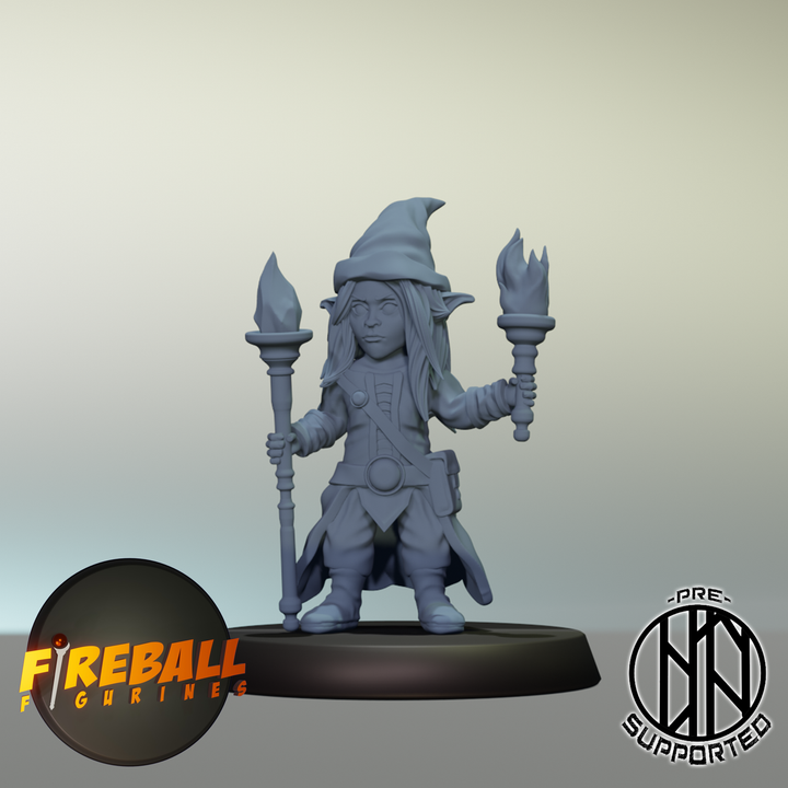 3D Printable Thistle, Female Forest Gnome Wizard by Fireball Figurines