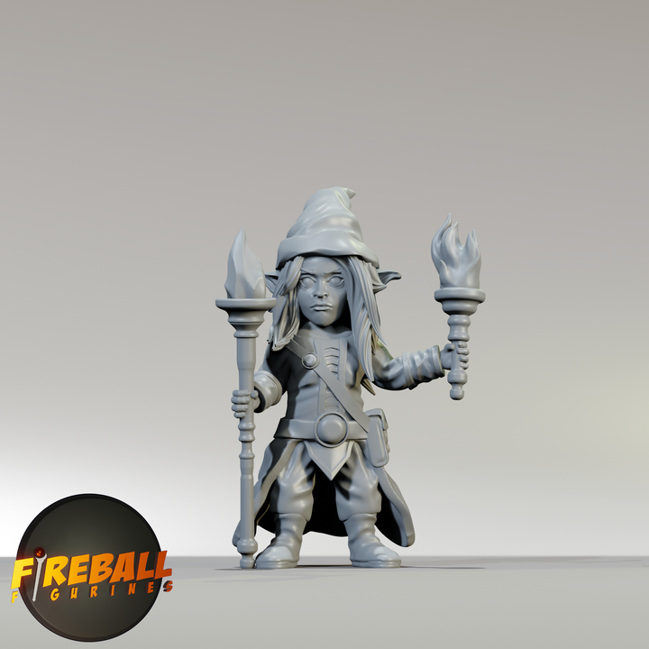 3D Printable Thistle, Female Forest Gnome Wizard by Fireball Figurines