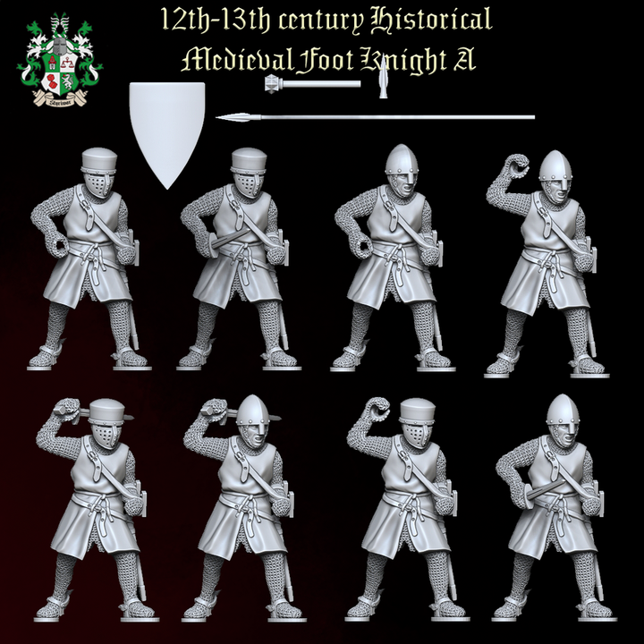 3D Print of 12th-13th century Historical Medieval Foot Knight A by ...