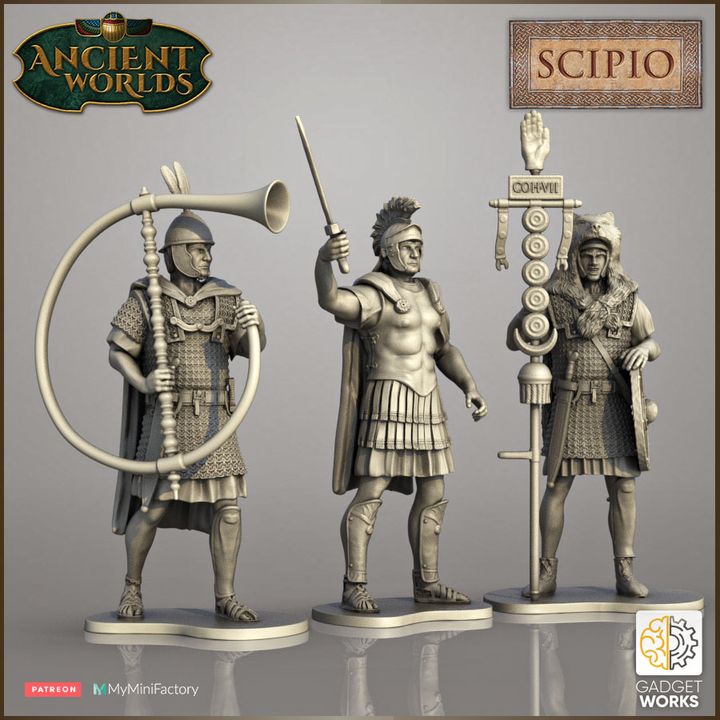 3D Printable 28mm Roman Republican Maniple Command pack by Gadgetworks