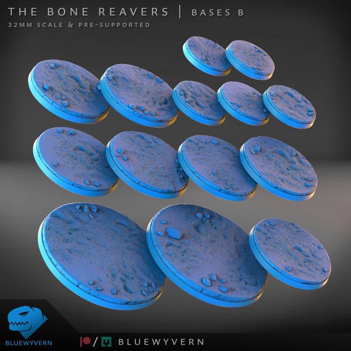 3D Printable The Bone Reavers - Bases B by BlueWyvern