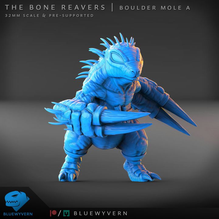 3D Printable The Bone Reavers - Boulder Mole A by BlueWyvern
