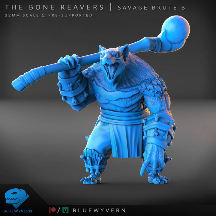 3D Printable The Bone Reavers - Savage Brute B by BlueWyvern