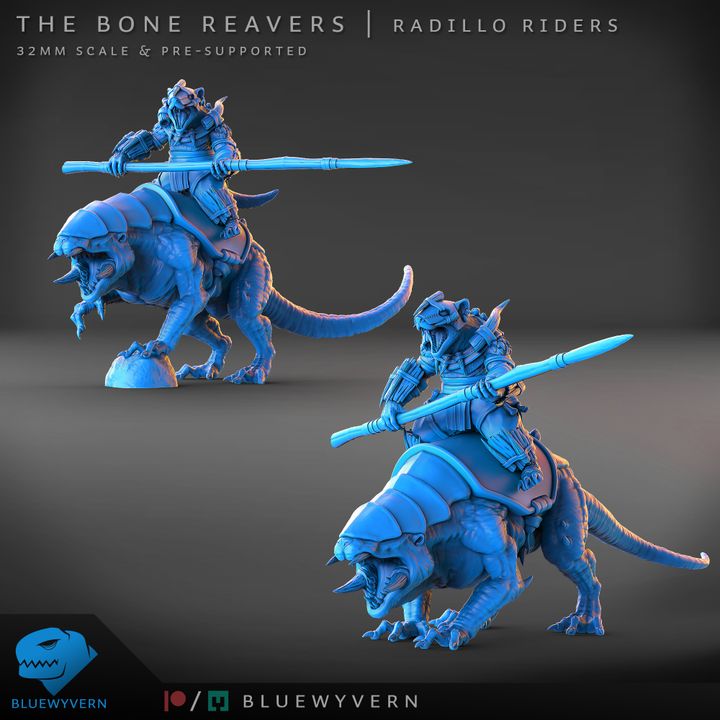 3D Printable The Bone Reavers - Radillo Riders (Modular) by BlueWyvern