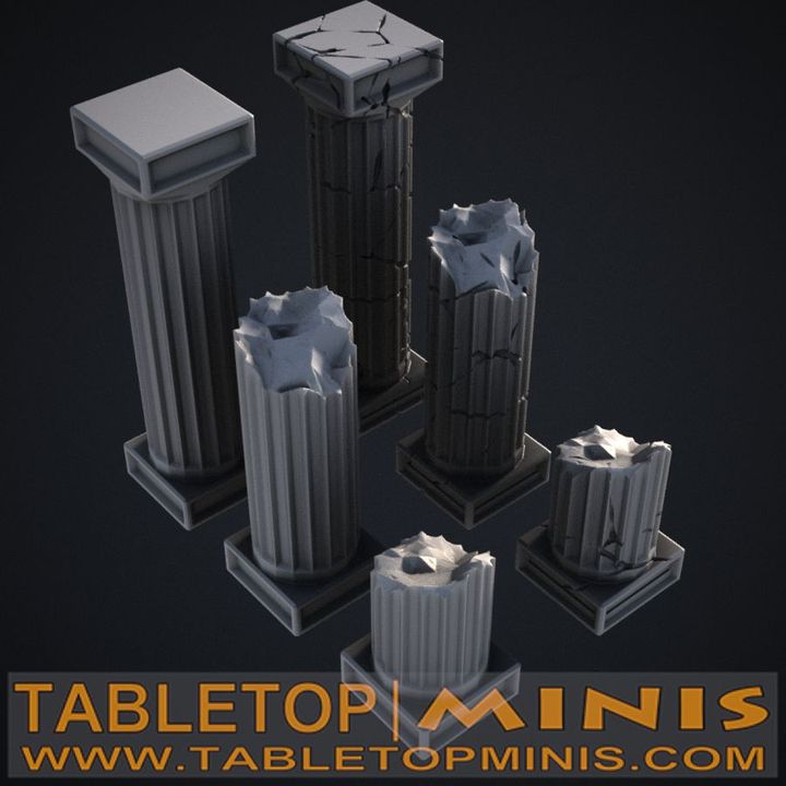 3D Printable Roman Pillars by TableTopMinis