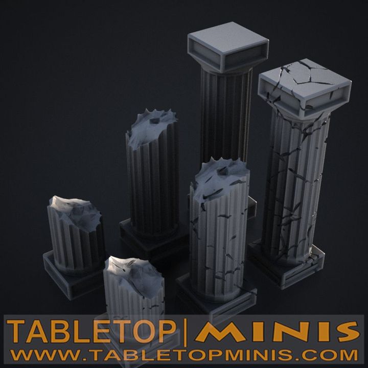 3D Printable Roman Pillars by TableTopMinis