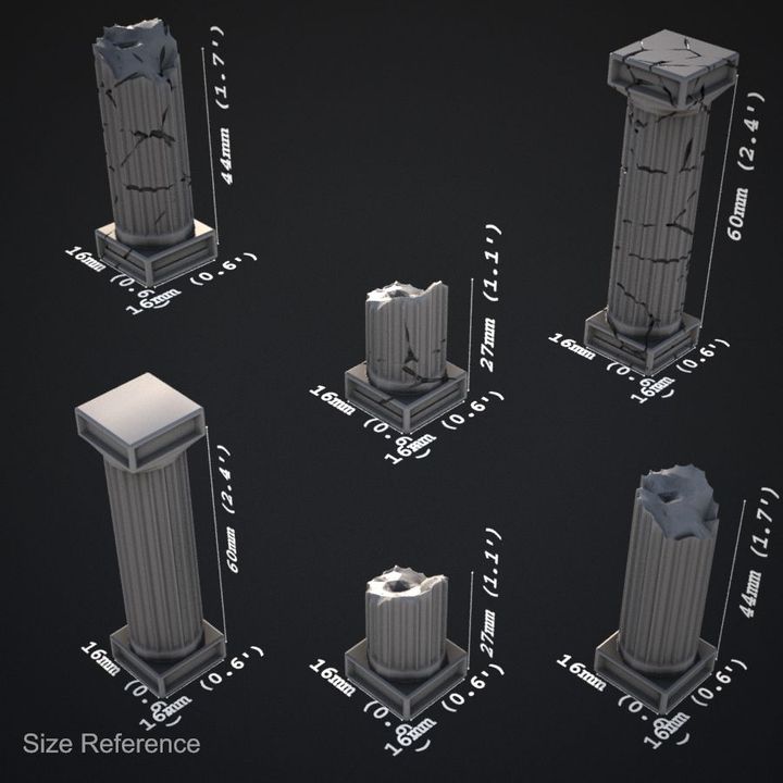 3D Printable Roman Pillars by TableTopMinis