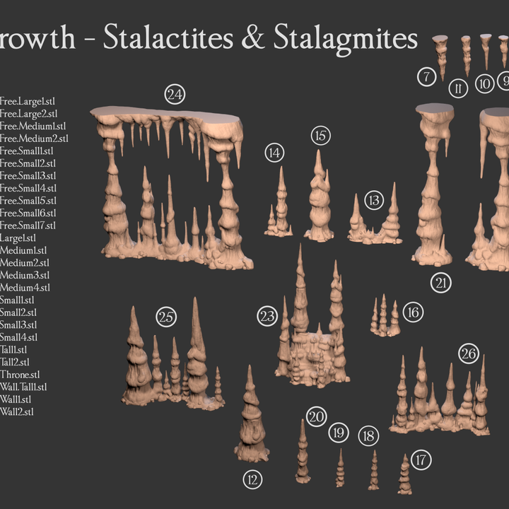3D Printable Stalactite and Stalagmite Growths - Scatter Terrain by ...