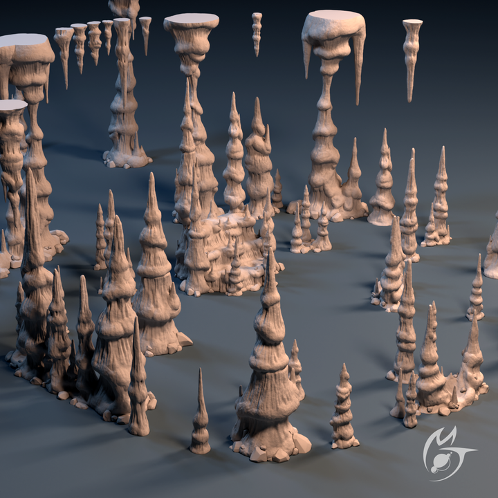 3D Printable Stalactite and Stalagmite Growths - Scatter Terrain by ...