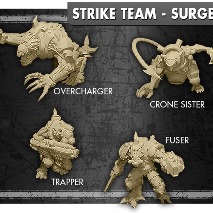 3D Printable Surge and Destroy Deadzone Strike Team by Mantic Games®