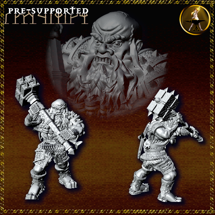 3D Printable Duergar 5/11 - Great Maul Charger by Black Anvil Miniatures