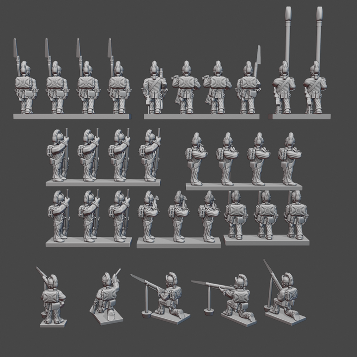 3D Printable British Infantry in Saratoga Dress (Centre Co., Lights ...