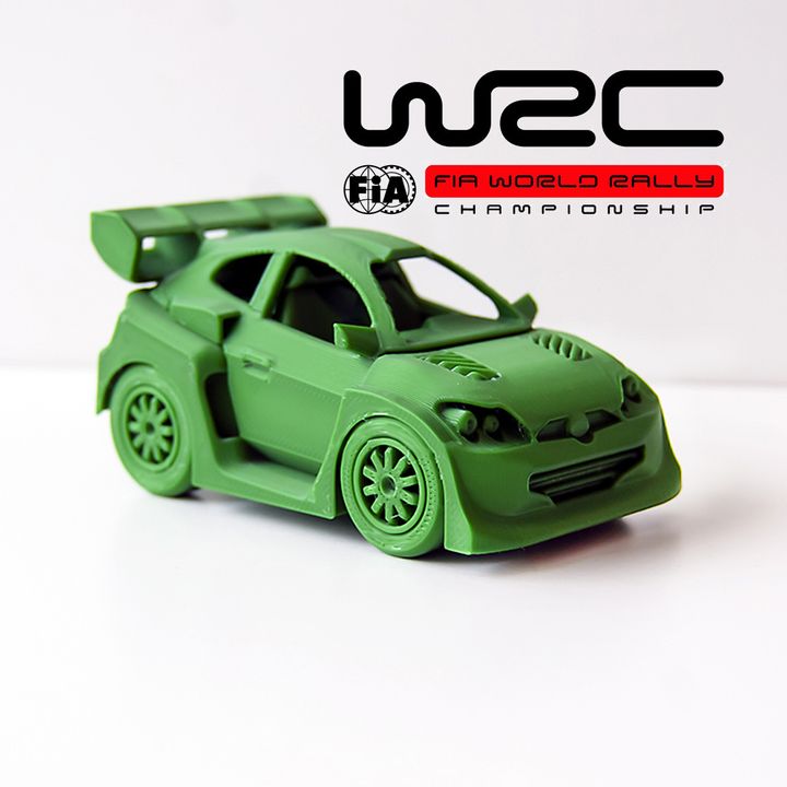 3D Printable CUTE WRC RALLY CAR... PRINT-IN-PLACE by Petr