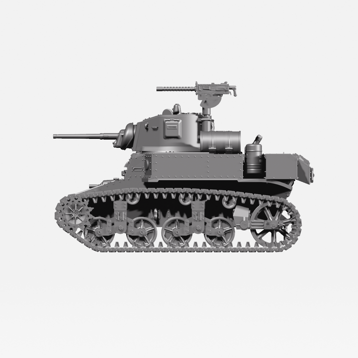 3D Printable M3A1 Stuart with hull-mounted flamethrower (US, WW2) by ...