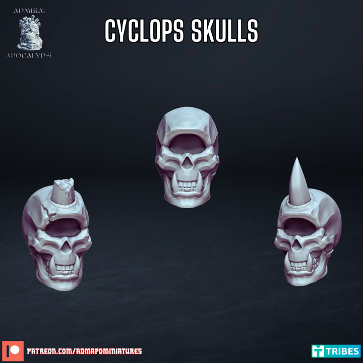 3D Printable Cyclops Skulls (Pre-supported) by Admiral Apocalypse
