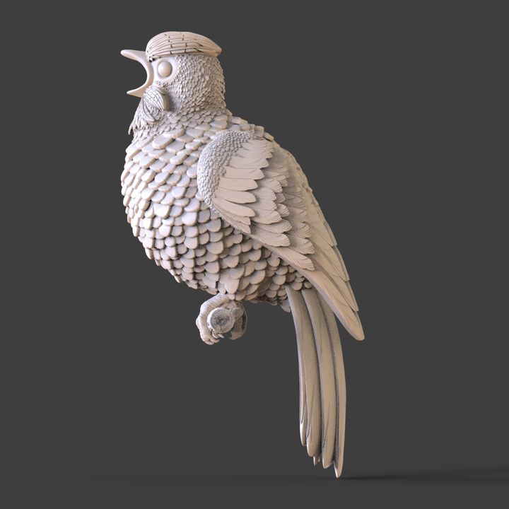 3D Printable BIRD ON A BRANCH by 3Dimontis
