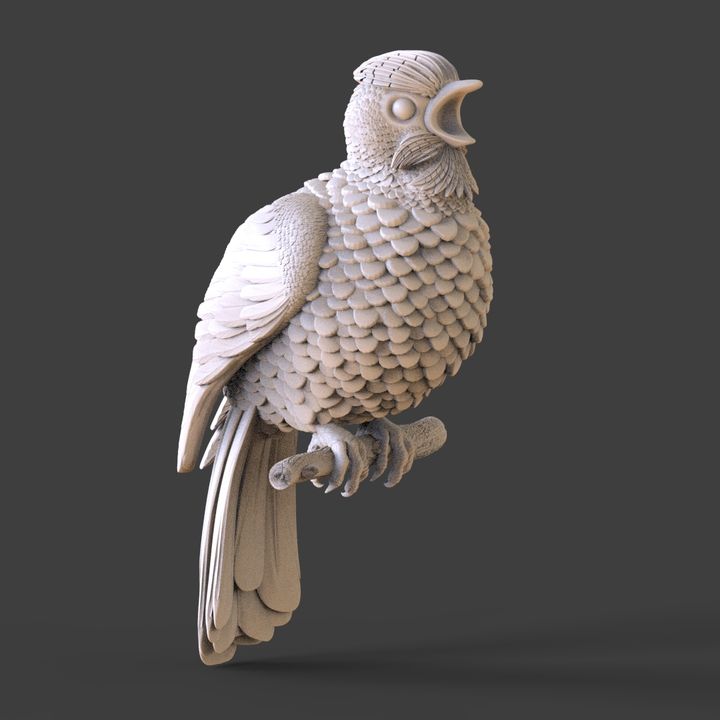 3D Printable BIRD ON A BRANCH by 3Dimontis