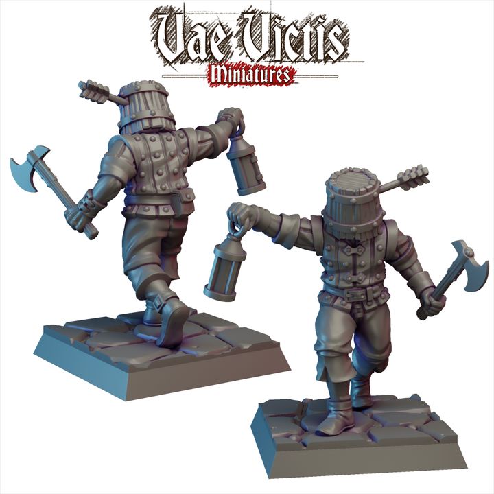 3D Printable Bucket head mercenary [PRE_SUPPORTED] by Vae Victis Miniatures