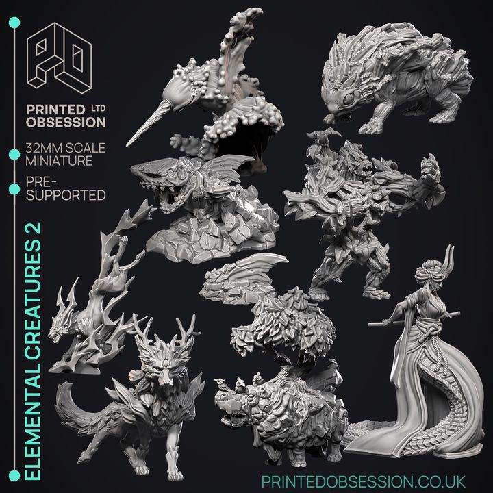 3D Printable Elemental Creatures 2 - 8 Models - PRESUPPORTED ...