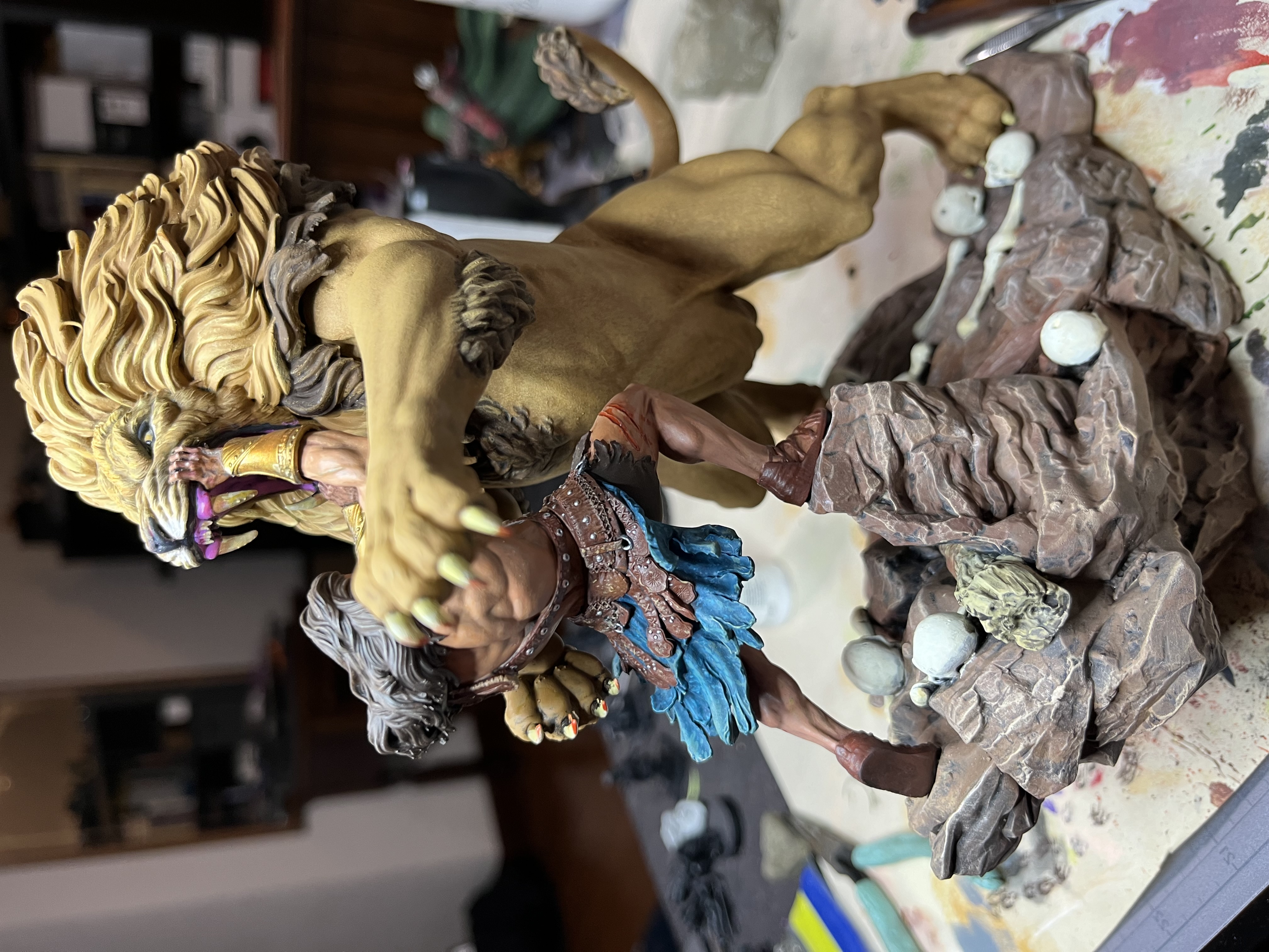 3D Printable Heracles and the Nemean Lion [presupported] by Nerikson