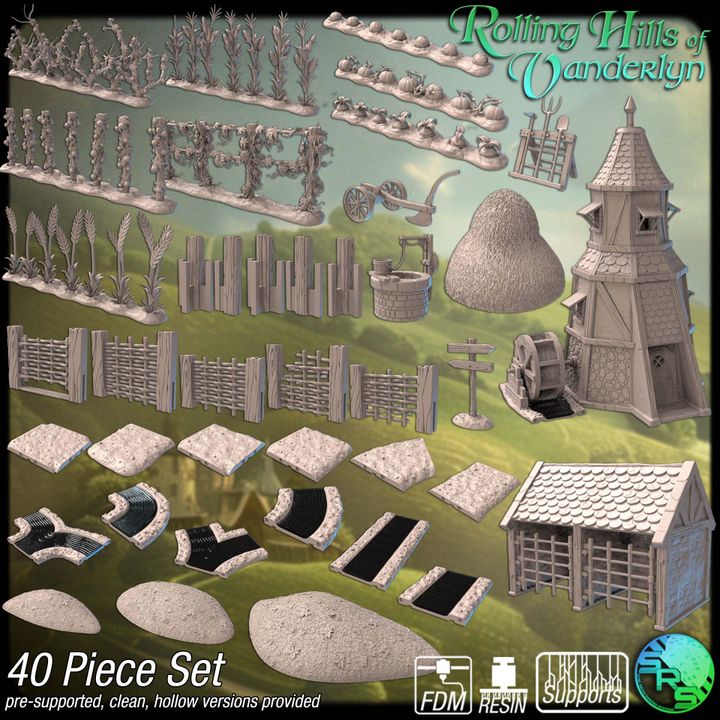 3D Printable Countryside Terrain Set by SRS Studios