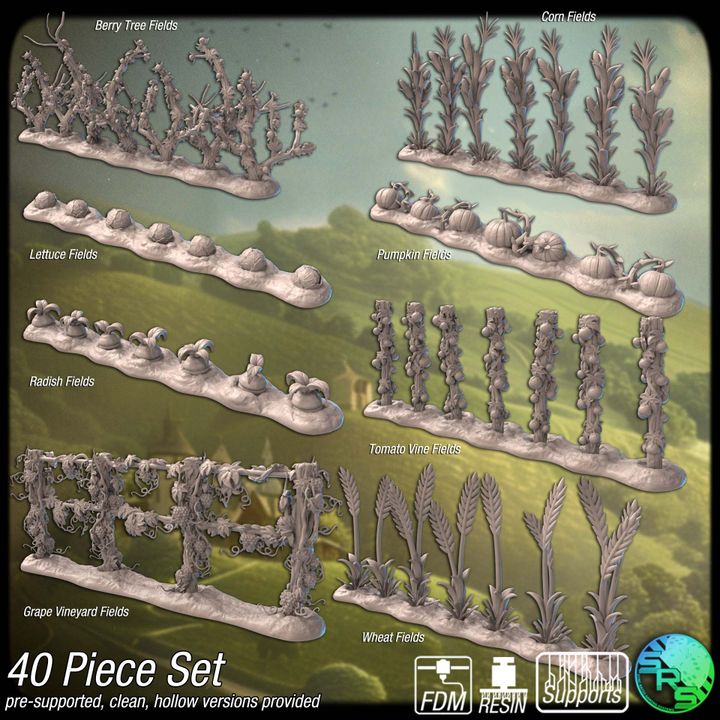 3D Printable Countryside Terrain Set by SRS Studios