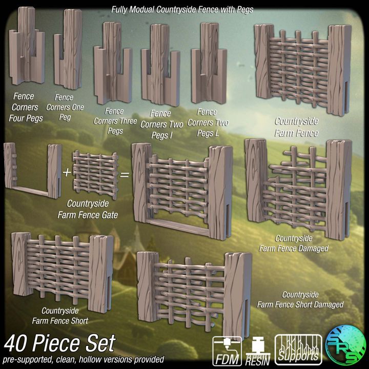 3D Printable Countryside Terrain Set by SRS Studios