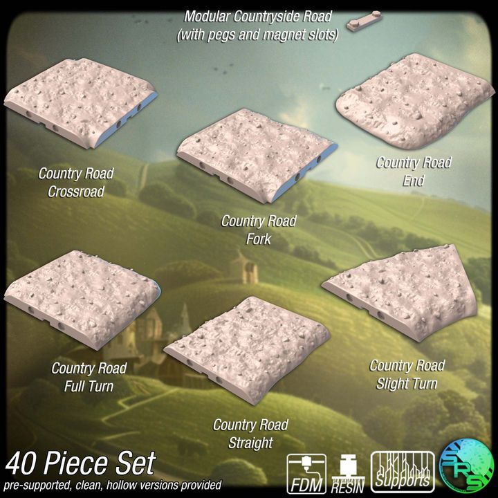 3D Printable Countryside Terrain Set by SRS Studios