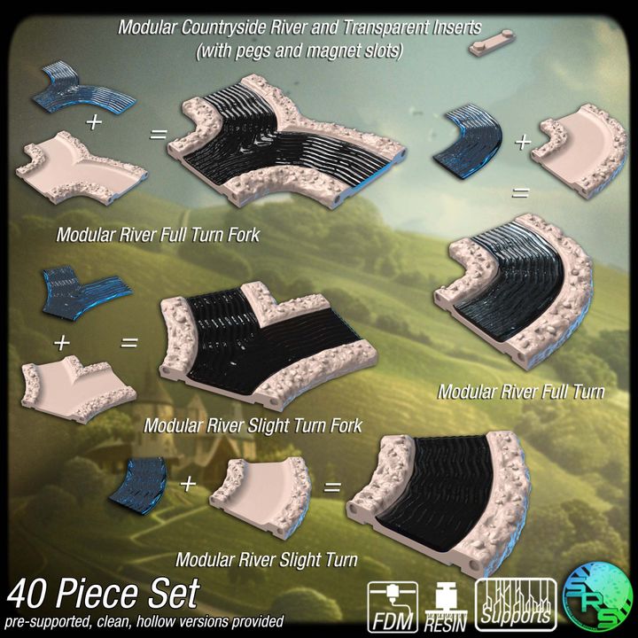 3D Printable Countryside Terrain Set by SRS Studios