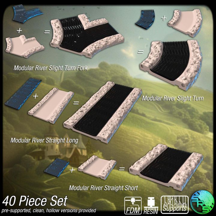 3D Printable Countryside Terrain Set by SRS Studios