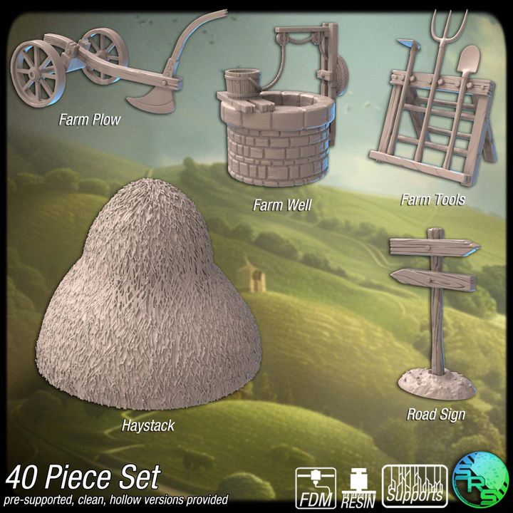 3D Printable Countryside Terrain Set by SRS Studios