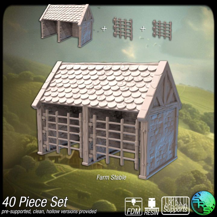 3D Printable Countryside Terrain Set by SRS Studios