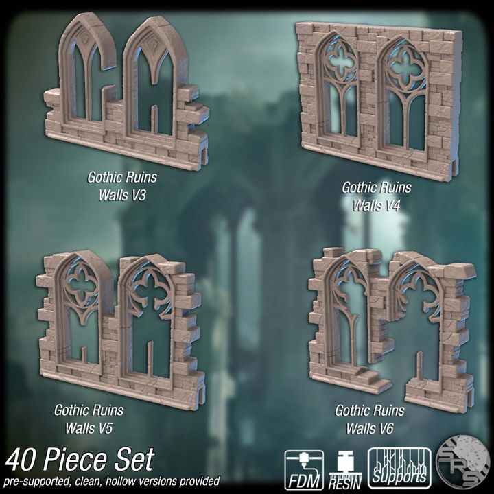 3D Printable Gothic Ruins Terrain Set by Sync Ratio Systems