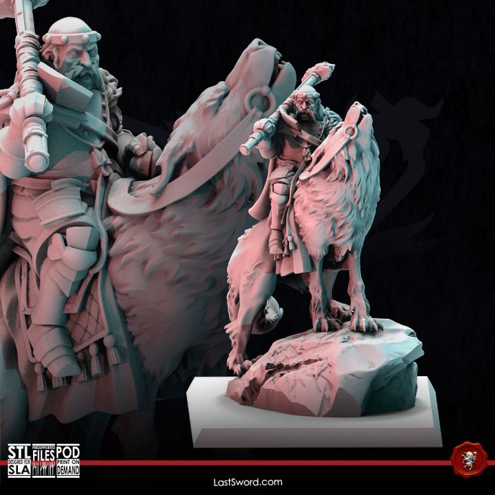 3D Printable Grand Master of the Wolf Knights on Wolf by LastSword ...