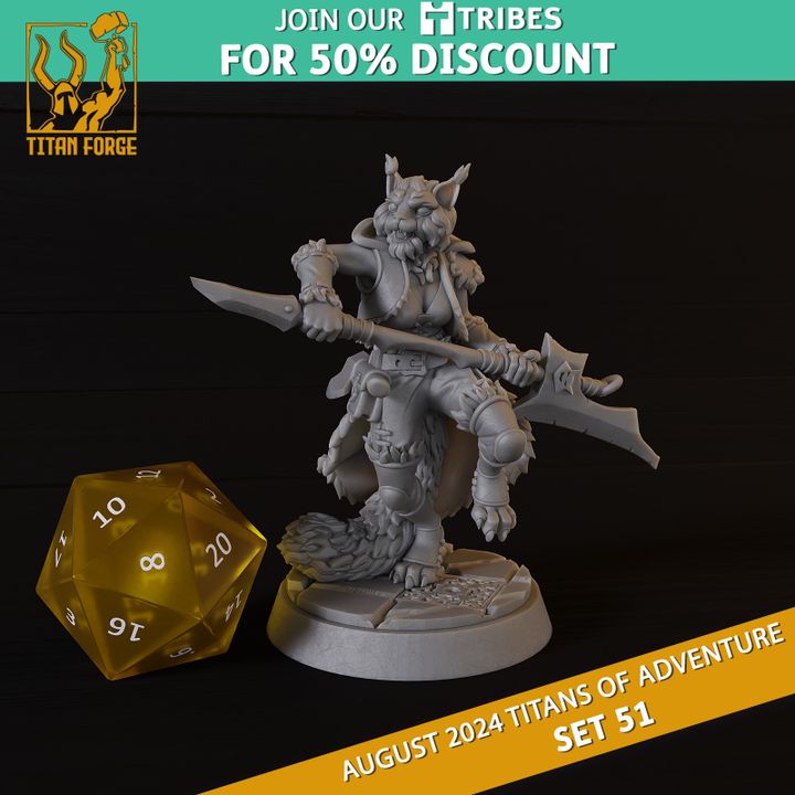 3D Printable Catfolk Female Fighter RPG Hero Character D&D 5e - Titans ...