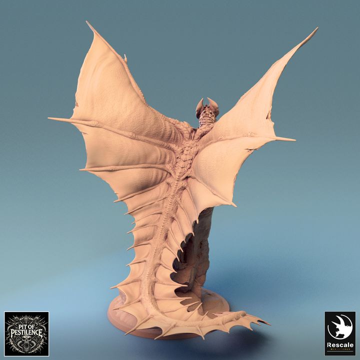 3D Printable Legendary Metallic Brass Dragon Stand by Rescale Miniatures