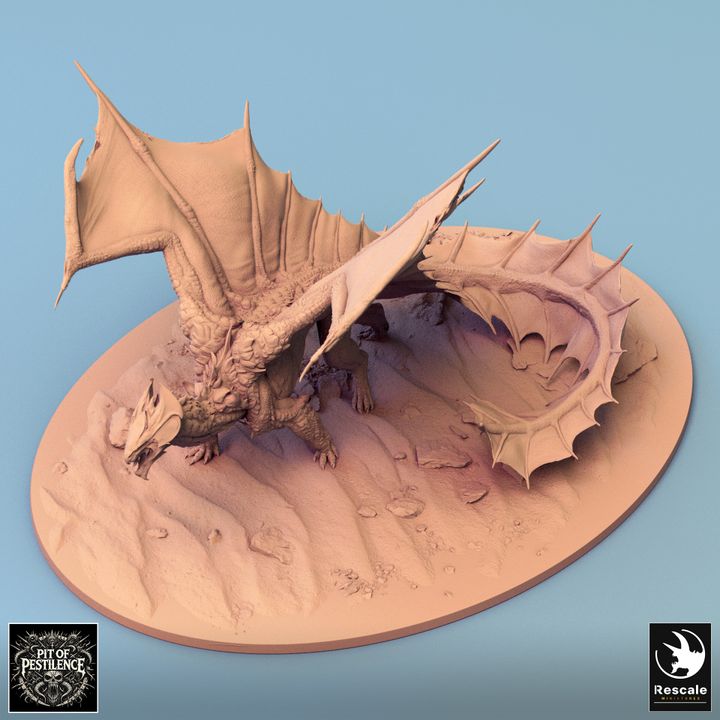 3D Printable Legendary Metallic Brass Dragon Walk by Rescale Miniatures
