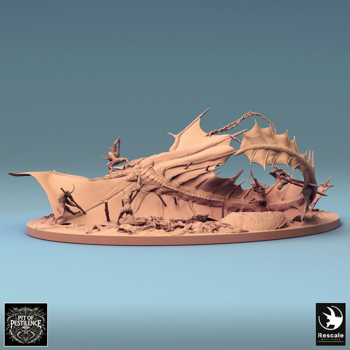 3D Printable Legendary Metallic Brass Dragon Battle Diorama by Rescale ...